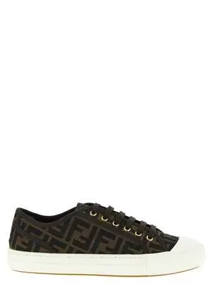 Fendi Chunky Jacquard Logo Lace-up Sneakers - Brown