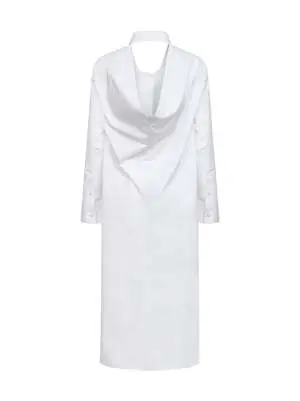 Balenciaga Cotton Poplin Draped Back Shirt Dress - Multicolor