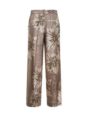 Brunello Cucinelli Silk Bloom Print Track Trousers With Monili - Multicolor