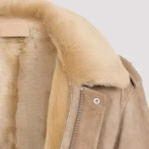 Prada Leather Jacket With Fur Collar