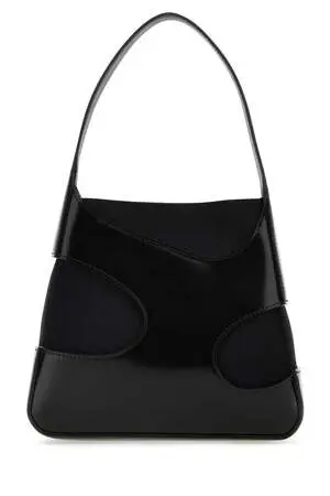 FERRAGAMO Leather And Canvas Cut Out Handbag - Black