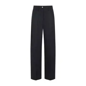 Prada Virgin Wool Wide Leg Trousers - Gray