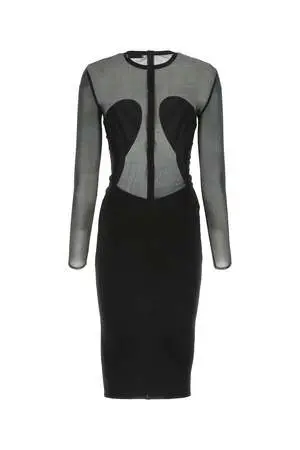Alaïa Black Mesh Paneled Dress