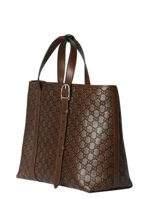 Gucci Gg Emblem Tote Bag - Brown
