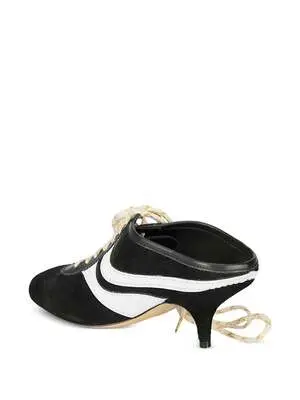 Dries Van Noten Heeled Mules With Lace-up Front - Black