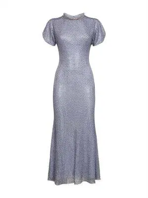 SELF-PORTRAIT Rhinestone Mesh Midi Dress
