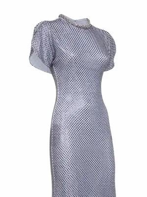 SELF-PORTRAIT Rhinestone Mesh Midi Dress