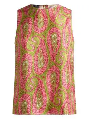 Etro Paisley Foliage Pattern Sleeveless Top - Multicolor