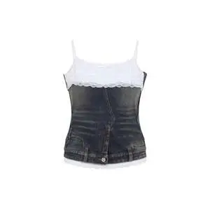 Balenciaga Cotton Lace Insert Top - Blue