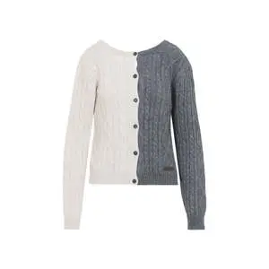 Moschino Moschino Bi-Color Cable Knit Cardigan Gray