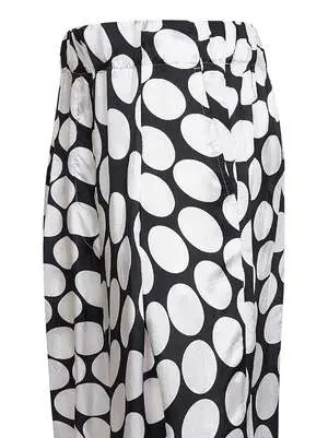 Dries Van Noten Black Viscose Wide-leg Trousers With Soft Ellipses Print - Multicolor