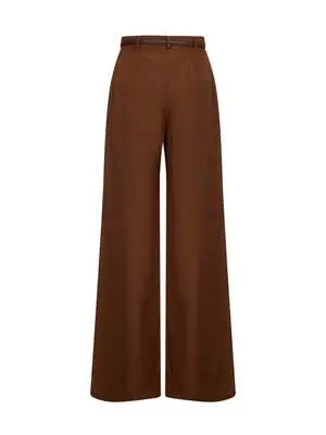Max Mara Belted Cotton Poplin Trousers - Multicolor