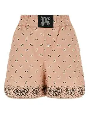 Palm Angels Printed Linen Blend Shorts - Multicolor