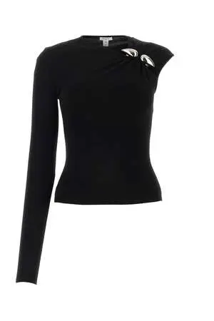 Alaïa Long Sleeve Asymmetrical Top With Metallic Detail - Multicolor