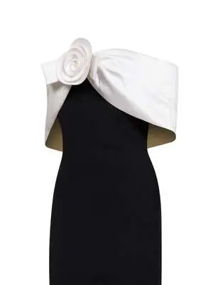 SELF-PORTRAIT Black Crepe Flower Maxi Dress