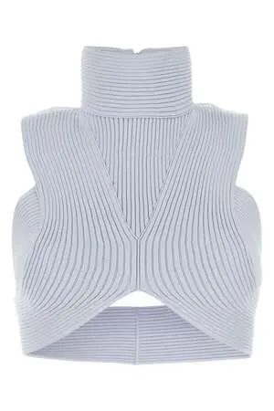 Alaïa Ribbed Knit Cut-out Turtleneck Top
