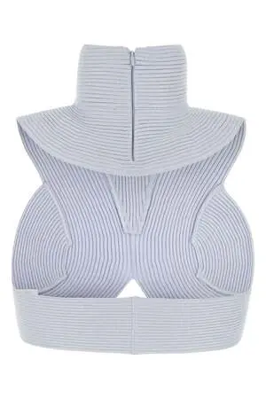 Alaïa Ribbed Knit Cut-out Turtleneck Top
