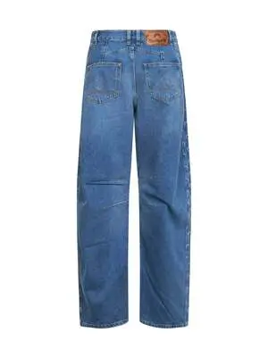 MARINE SERRE Light Blue Denim Moon Laser Baggy Jeans