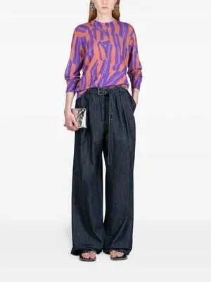 Dries Van Noten Belted Pleated Wide-leg Jeans