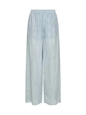 Fendi Light Blue Burnout Silk Blend Pajama Trousers - Multicolor