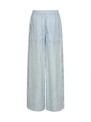 Fendi Light Blue Burnout Silk Blend Pajama Trousers