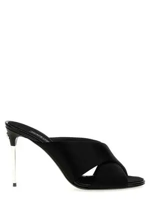 Dolce & Gabbana Satin Sandals With Metal Heel - Black