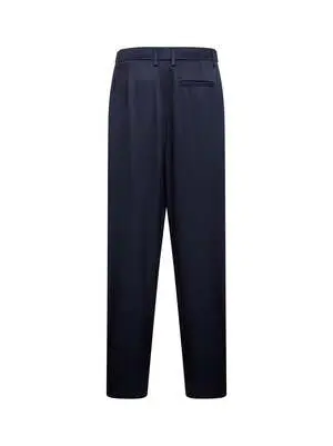Giorgio Armani Blue Double Silk Satin One-pleat Trousers - Multicolor