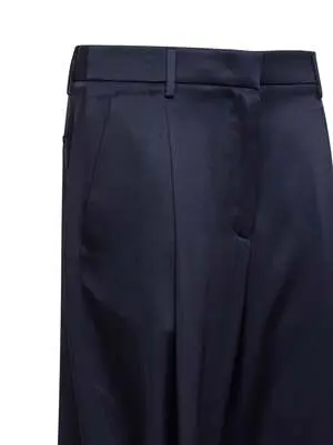 Giorgio Armani Blue Double Silk Satin One-pleat Trousers - Multicolor