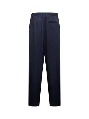 Giorgio Armani Blue Double Silk Satin One-pleat Trousers - Multicolor
