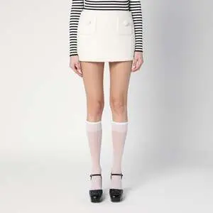 Marc Jacobs Ivory Textured Tweed Mini Skirt - Gray