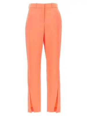 Balmain Wool High-waisted Pants With Side Slits - Pink