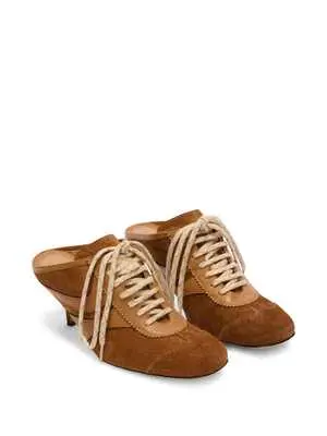 Dries Van Noten Heeled Mules With Lace-up Detail - Brown