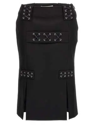 Alessandra Rich Lace-up Wool Blend Skirt