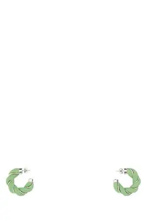 Bottega Veneta Nappa Leather And 925 Silver Earrings - Green
