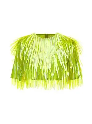 Sportmax Petalo Sequined Cropped Top - Yellow