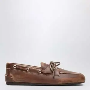 Miu Miu Vintage Effect Leather Loafer - Brown