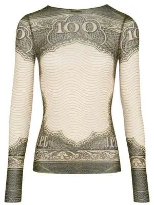 JEAN PAUL GAULTIER Long Sleeve Top With Cartouche Print - Multicolor