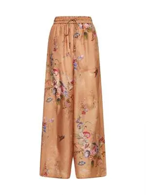 Zimmermann Floral-print Silk Habotai Patience Trousers - Multicolor