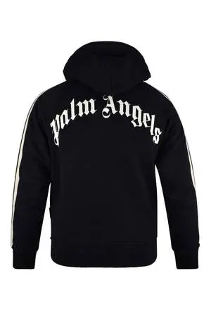 Palm Angels Cotton Hooded Sweatshirt With Contrasting Stripes And Logo Print