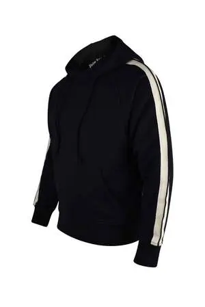 Palm Angels Cotton Hooded Sweatshirt With Contrasting Stripes And Logo Print