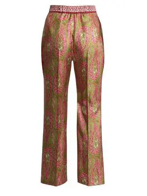 Etro Paisley Foliage Bootcut Pants - Multicolor