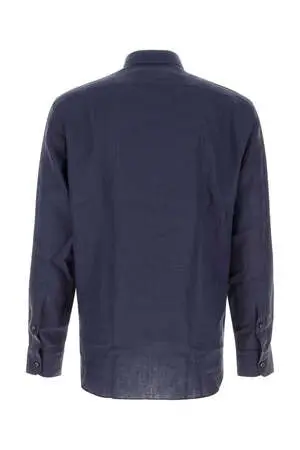 Zegna Navy Linen Shirt - Blue