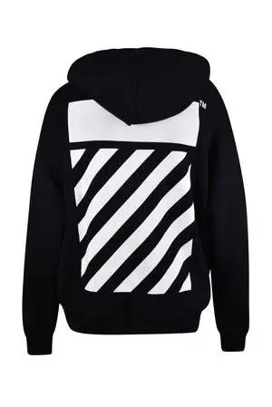Off-White Hoodie With Diagonal Stripe Detail