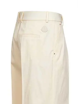 Moncler Natural Cotton Gabardine Wide-leg Tailored Trousers - Multicolor