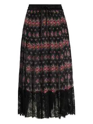Dolce & Gabbana Floral Lace Midi Skirt - Black