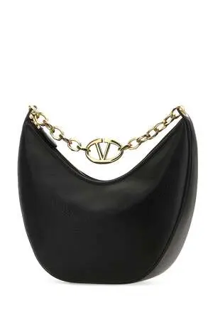 Valentino Garavani Vlogo Moon Hobo Shoulder Bag In Leather - Black