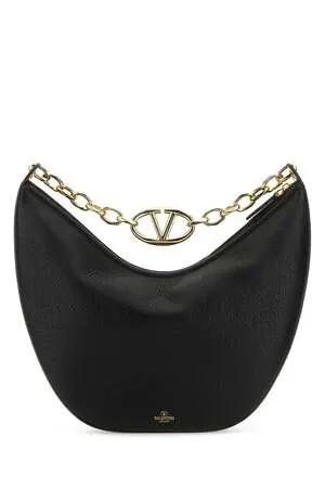 Valentino Garavani Vlogo Moon Hobo Shoulder Bag In Leather - Black