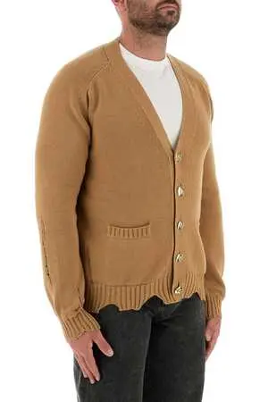 Alexander McQueen Biscuit Cotton Cardigan With Skull Detail