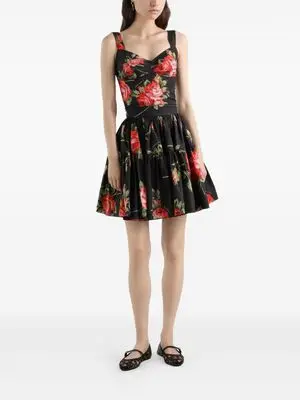 Dolce & Gabbana Roses Bouquet Print Cotton Skirt