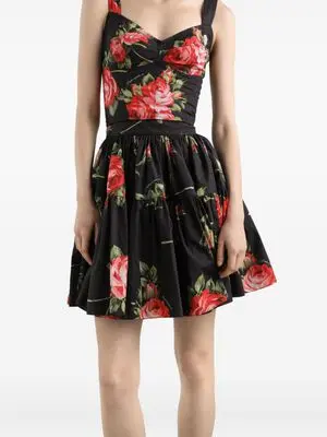 Dolce & Gabbana Roses Bouquet Print Cotton Skirt